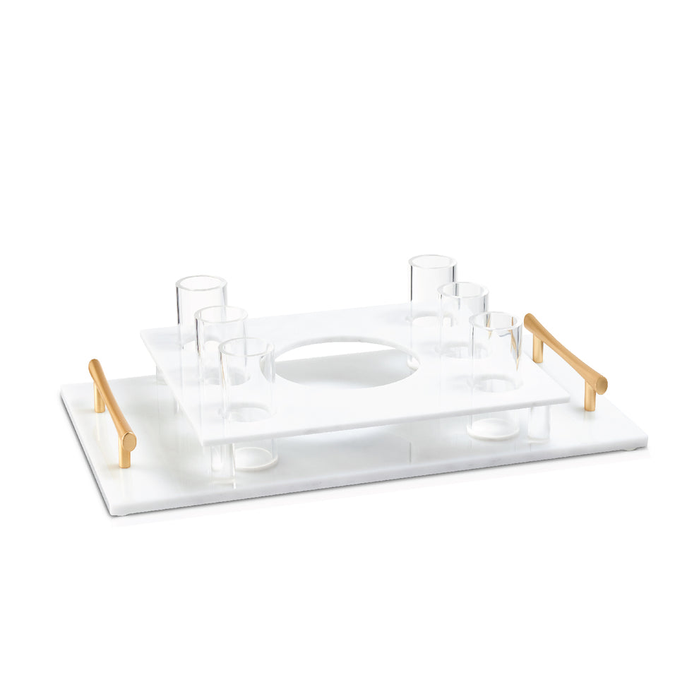 Shot Cup Set- White Marble Lucite – Haus Decor
